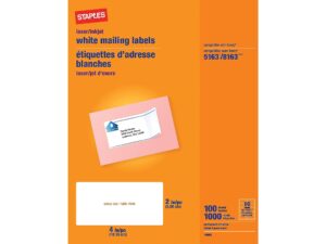 staples 479877 laser/inkjet shipping labels 2-inch x 4-inch white 10 labels/sheet