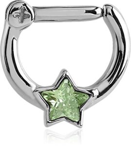 316l surgical steel septum clicker helix nose ring ear cartilage green star 16g