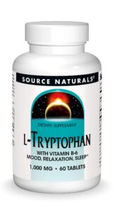 source naturals l-tryptophan with vitamin b-6 1000 mg support mood, relaxation and sleep - 60 tablets