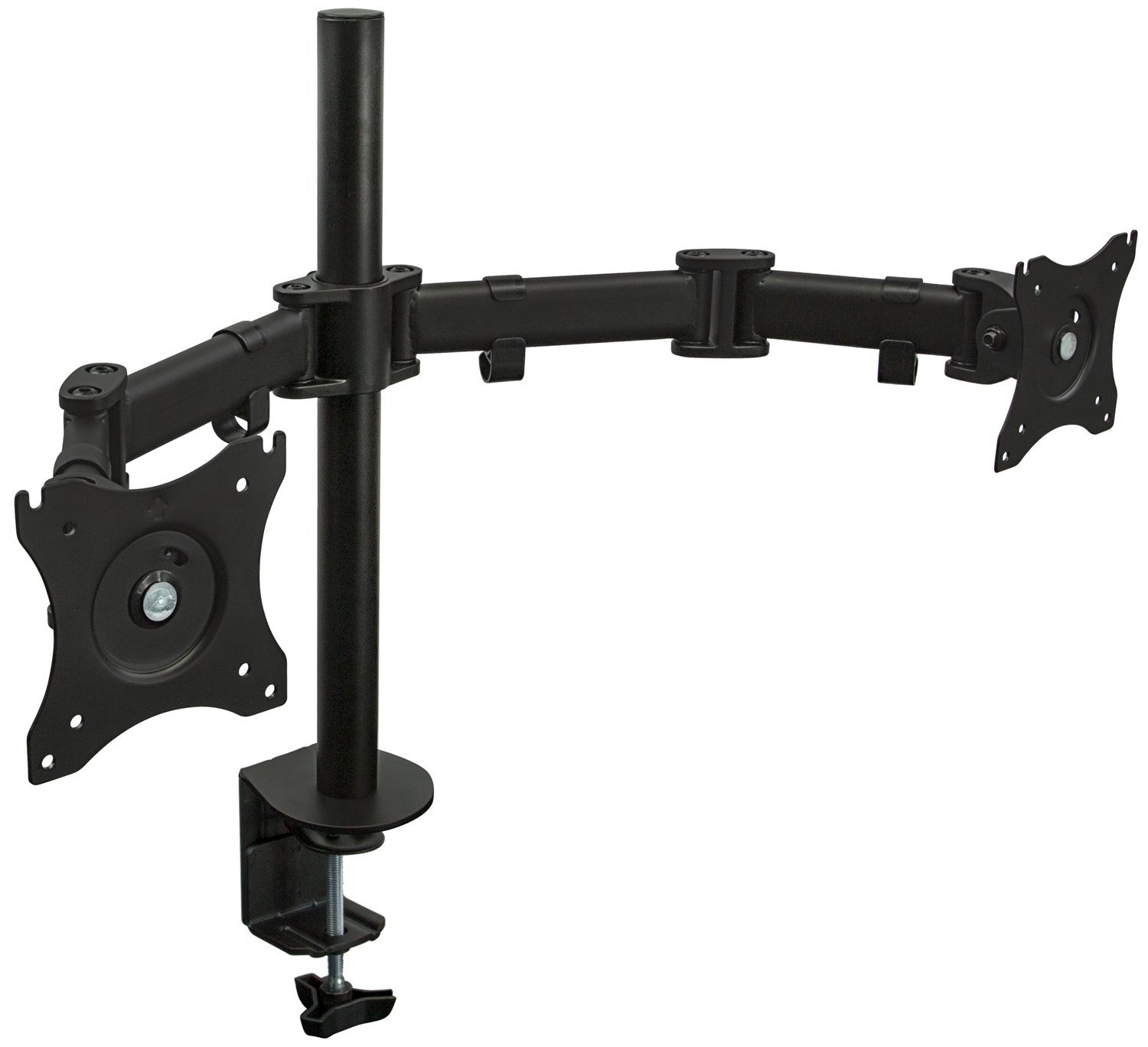 Mount-It! Dual Monitor Mount | Double Monitor Desk Stand Arm | Two Articulating Arms Fit 2 Screens 17 19 20 21 22 24 27 Inch Computer | VESA 75 100 Compatible Displays | C-Clamp Base