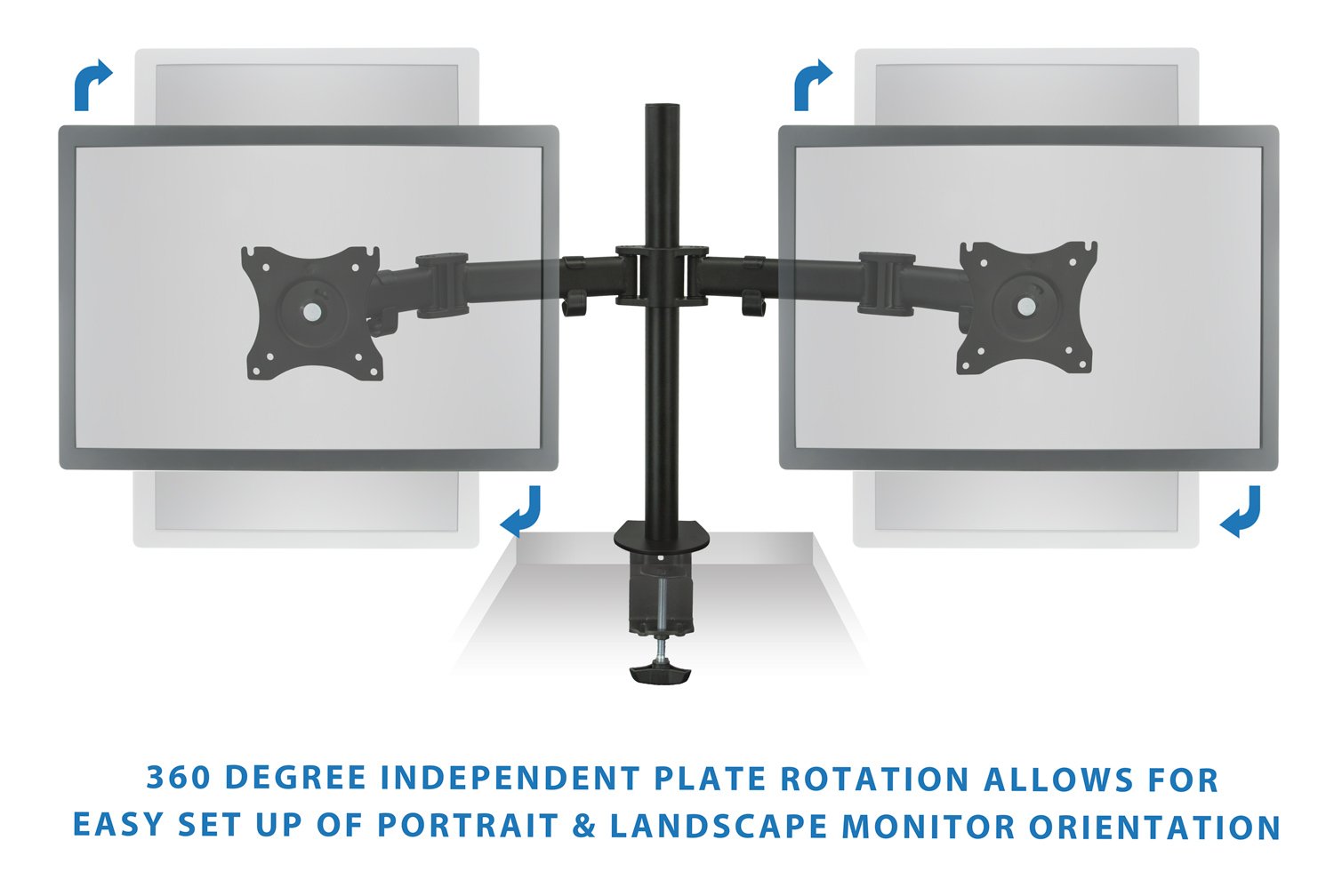 Mount-It! Dual Monitor Mount | Double Monitor Desk Stand Arm | Two Articulating Arms Fit 2 Screens 17 19 20 21 22 24 27 Inch Computer | VESA 75 100 Compatible Displays | C-Clamp Base