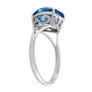 Galaxy Gold GG 6.3 Carat 14k Solid White Gold Ring with Natural 10mm Heart-shaped Blue Topaz - Size 7.5