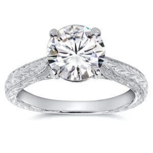 kobelli antique style style moissanite engagement ring 1 1/2 ctw 14k white gold, size 6.5