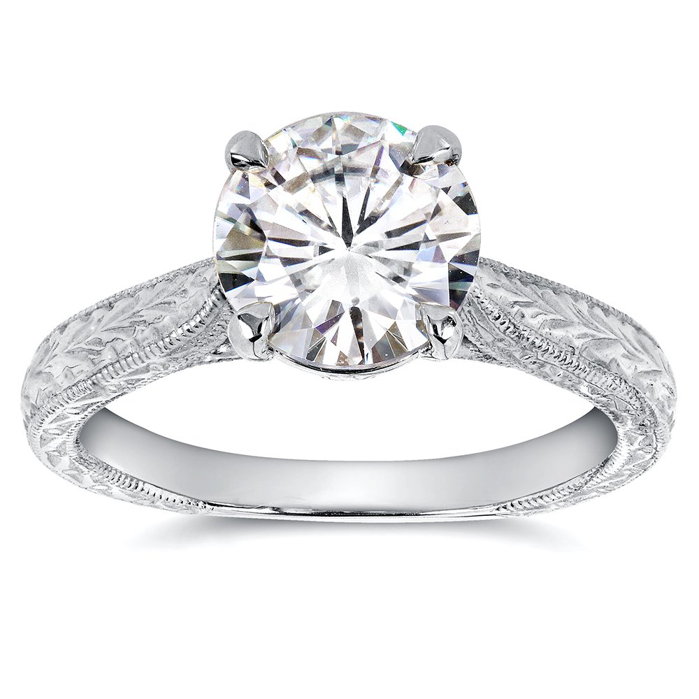 Kobelli Antique Style Style Moissanite Engagement Ring 1 1/2 CTW 14k White Gold, Size 6.5