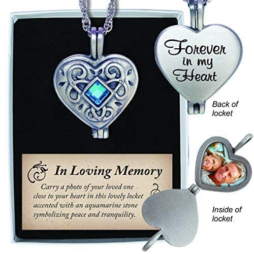 Cathedral Art Pewter (Abbey & CA Gift) Forever in My Heart Locket with Aquamarine Stone, One Size