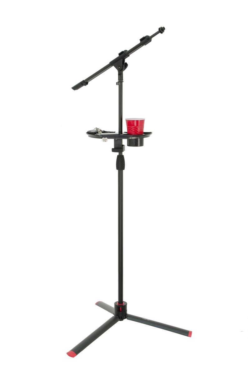 Gator Frameworks Microphone Stand Accessory Tray with Drink Holder and Guitar Pick Tab; 12" x 7" (GFW-MIC-ACCTRAY)