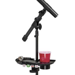 Gator Frameworks Microphone Stand Accessory Tray with Drink Holder and Guitar Pick Tab; 12" x 7" (GFW-MIC-ACCTRAY)