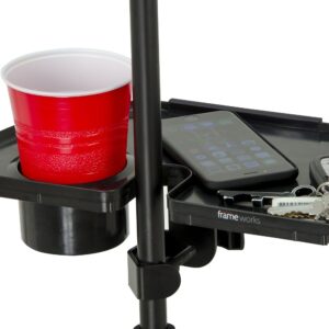 Gator Frameworks Microphone Stand Accessory Tray with Drink Holder and Guitar Pick Tab; 12" x 7" (GFW-MIC-ACCTRAY)