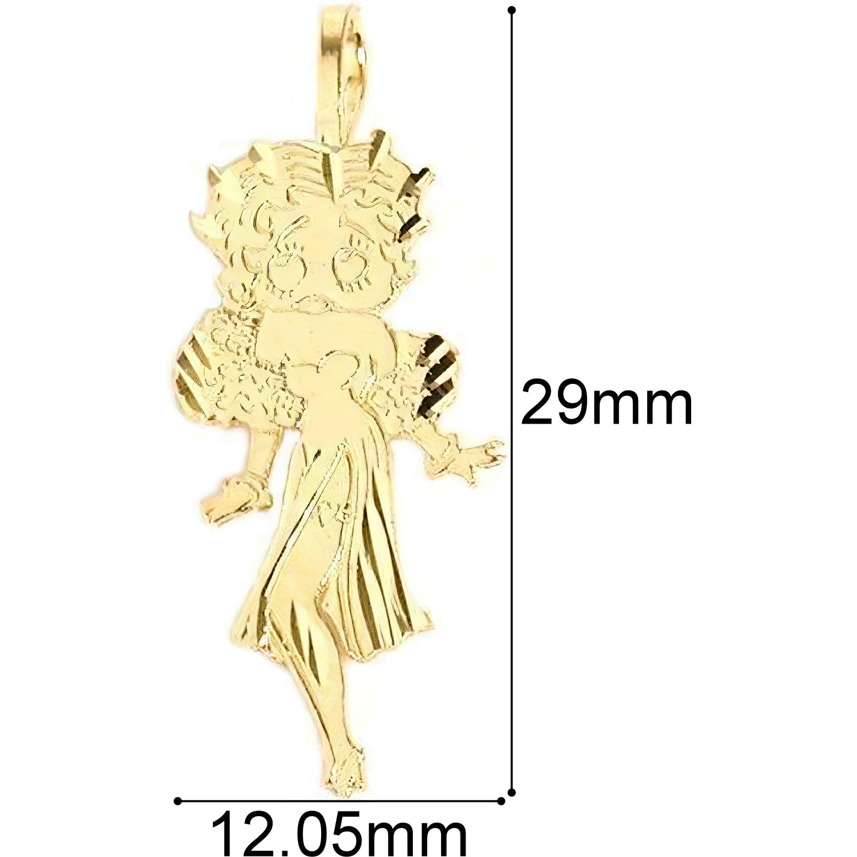 FindingKing 14K Gold Betty Boop Charm with 18" Gold Chain & Box