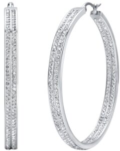 jstyle women's stainless steel pierced large hoop earrings with rhinestone