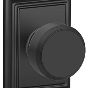 SCHLAGE F10-BWE-ADD Bowery Passage Door Knob Set with Decorative Addison Rose fr, Matte Black