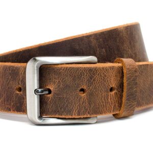 Nickel Smart Roan Mountain Brown Leather Belt - Distressed 38"