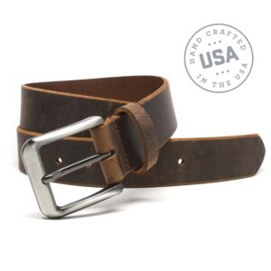 Nickel Smart Roan Mountain Brown Leather Belt - Distressed 38"