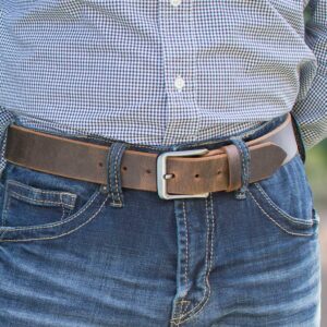 Nickel Smart Roan Mountain Brown Leather Belt - Distressed 38"