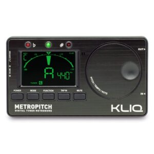 kliq metropitch - metronome tuner for all instruments - with guitar, bass, violin, ukulele, and chromatic tuning modes (metropitch, black)