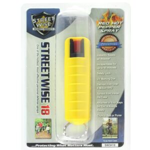 Streetwise 18 Pepper Spray 4 Million SHU 1/2 oz Yellow Hard Case with Key Ring