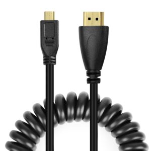 ucec micro hdmi to hdmi coiled cable - male to male high speed hdmi to micro hdmi cable with ethernet support, 3d and audio return