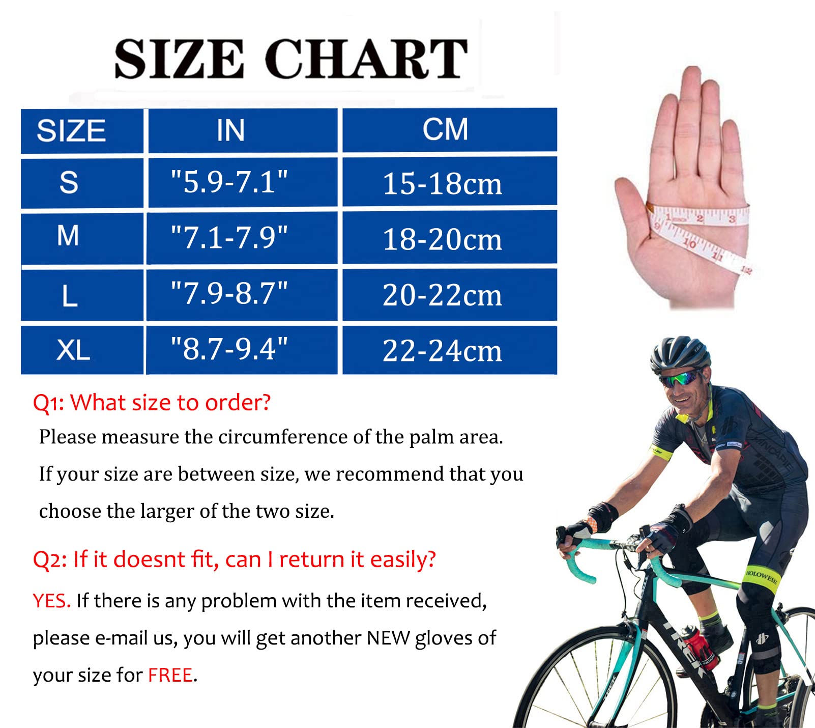 ROVOS Bike Gloves Men & Women Cycling Gloves Bicycle Gloves 5mm Absorbing Padded Half Finger Breathable Mountain Bike MTB Road Biking Gloves (Black, Medium)