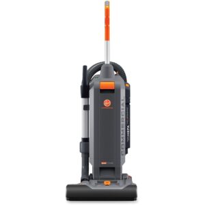 hoover commercial hushtone upright vacuum cleaner, 15 inches with intellibelt, for carpet and hard floors, ch54115, gray