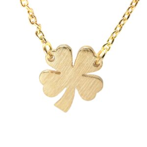 spinningdaisy handcrafted brushed metal irish 4 leaf clover necklace gold