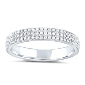 silvercloseout rhodium plated sterling silver womens wide cz cubic zirconia eternity band ring - size 7