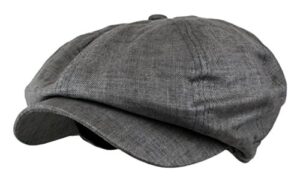 men's linen 8 panel applejack gatsby newsboy ivy hat (grey)