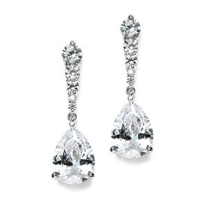 mariell cubic zirconia wedding drop earrings, teardrop cz crystal, for brides, bridesmaids, prom gift