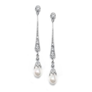 mariell silver dangle earrings with freshwater pearls and cubic zirconia for wedding