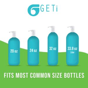 2-Pack Liter 33.8 oz Shampoo Conditioner Pump Dispenser | Fits Most Salon Brand Liter Bottles with a 1-inch diameter opening | White | by Geti Beauty