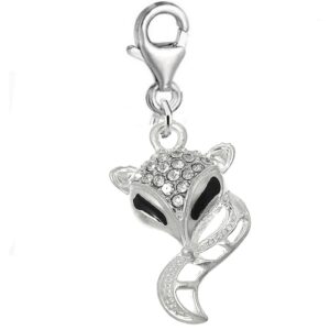 sexy sparkles fox clip on for bracelet charm pendant for european charm jewelry with lobster clasp