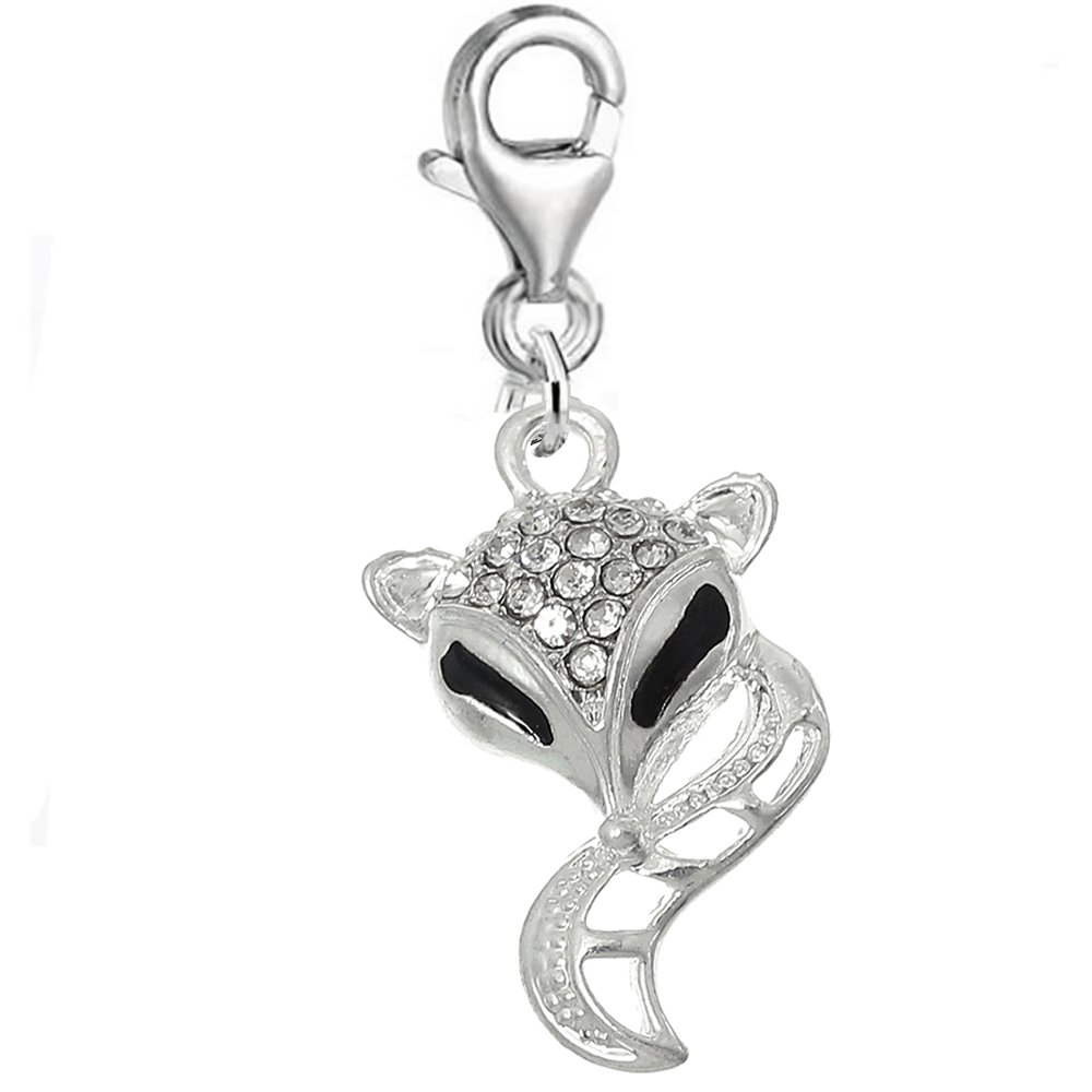 Sexy Sparkles Fox Clip on for Bracelet Charm Pendant for European Charm Jewelry with Lobster Clasp