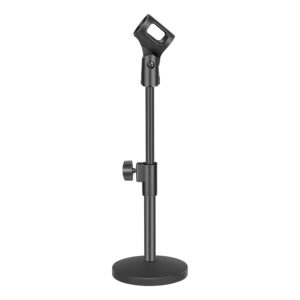 neewer stable desktop mic stand with black iron base, mic clip and 5/8" male to 3/8" female screw for blue yeti snowball spark & other microphone