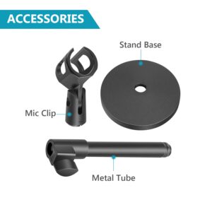 Neewer Stable Desktop Mic Stand with Black Iron Base, Mic Clip and 5/8" Male to 3/8" Female Screw for Blue Yeti Snowball Spark & Other Microphone