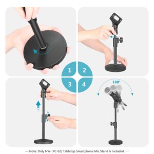 Neewer Stable Desktop Mic Stand with Black Iron Base, Mic Clip and 5/8" Male to 3/8" Female Screw for Blue Yeti Snowball Spark & Other Microphone