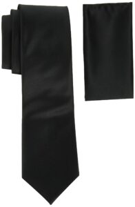 stacy adams men's satin solid tie set, black, one size