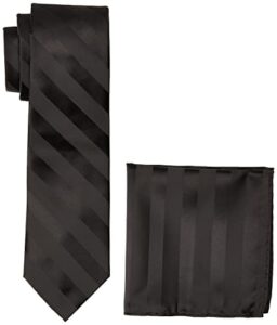 stacy adams mens solid woven formal stripe tie sets, black, one size us