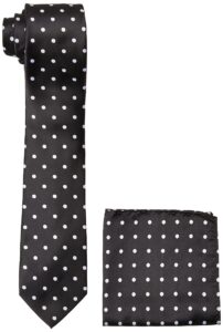 stacy adams men's satin dot tie set, black/white, one size