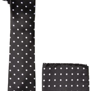 Stacy Adams Men's Satin Dot Tie Set, Black/White, One Size