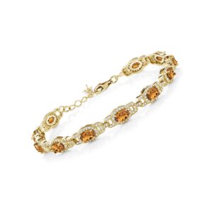 gem stone king 18k yellow gold plated silver orange red madeira citrine tennis bracelet for women (8.00 cttw, gemstone birthstone, 7 inch with 1 inch extender)