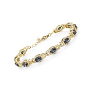 gem stone king 10.20 ct oval green mystic topaz 18k yellow gold plated silver 7 inch bracelet for women with 1 inch extender