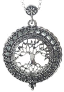 artisan owl tree of life 4x magnifier magnifying glass sliding top magnet pendant necklace, 30"