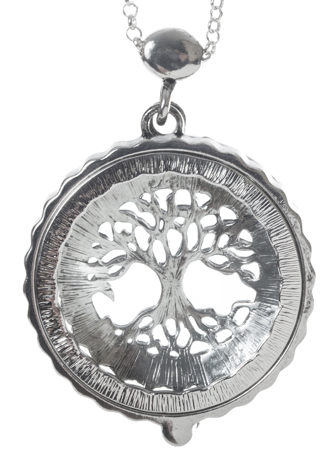 Artisan Owl Tree of Life 4x Magnifier Magnifying Glass Sliding Top Magnet Pendant Necklace, 30"