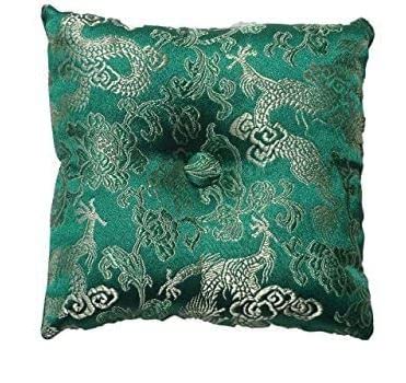 Tibetan Satin Singing Bowl Cushion (Green)