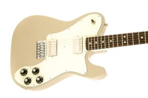 fender chris shiflett deluxe telecaster electric guitar, with 2-year warranty, shoreline gold, rosewood fingerboard