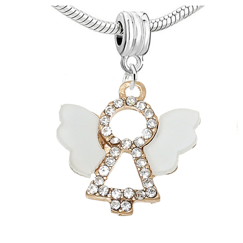 Sexy Sparkles Angel Charm Bead with Rhinestones for Snake Chain Charm Bracelet