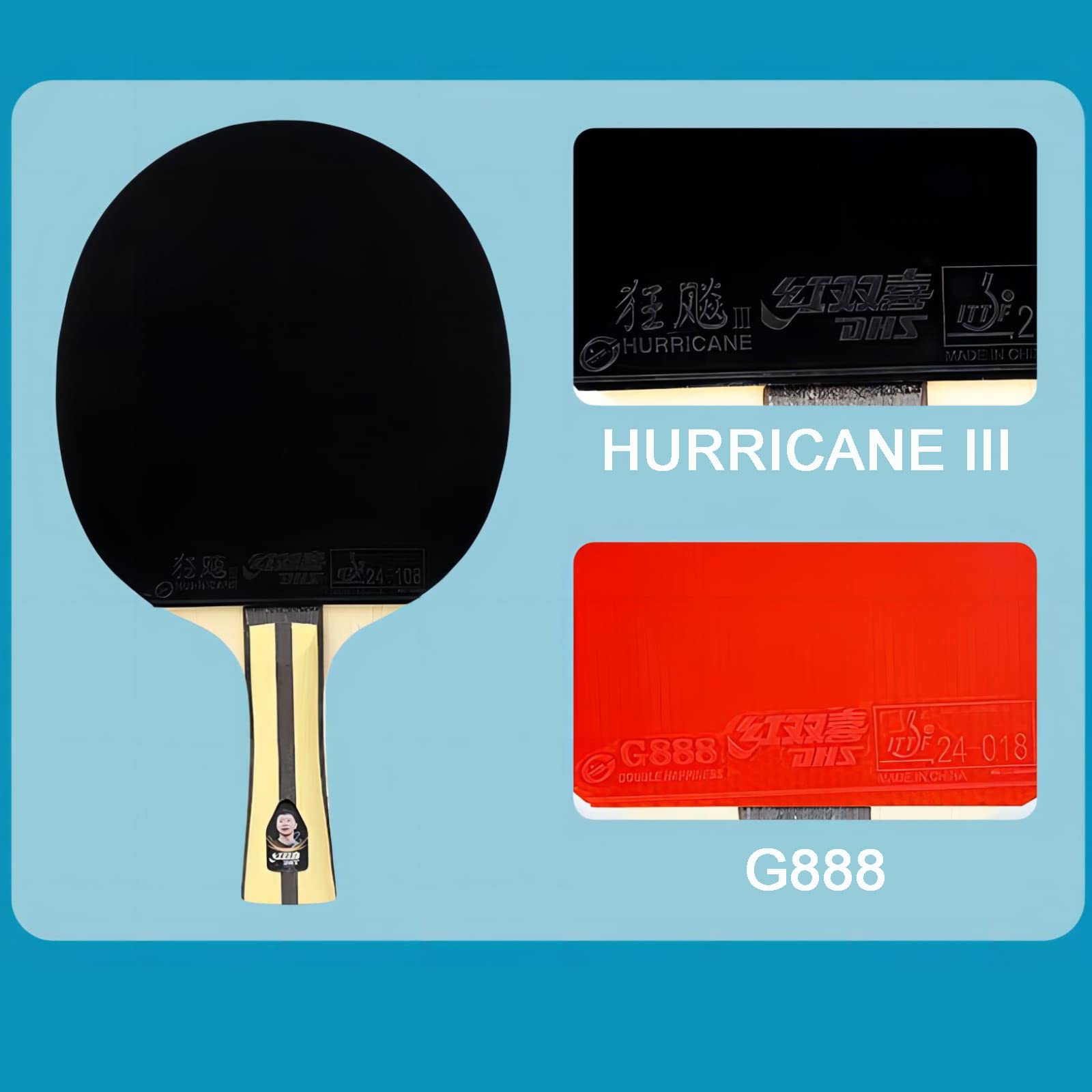 DHS Table Tennis Racket 4002, Ping Pong Paddle, Table Tennis Racquets - Shakehand with LANDSON Rubber Protector