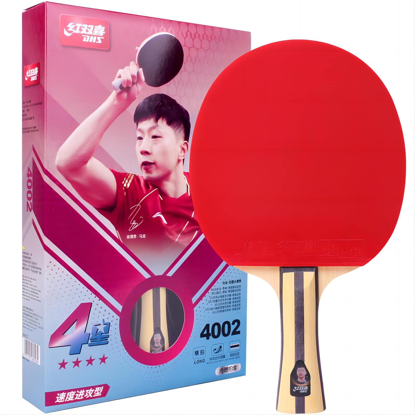 DHS Table Tennis Racket 4002, Ping Pong Paddle, Table Tennis Racquets - Shakehand with LANDSON Rubber Protector