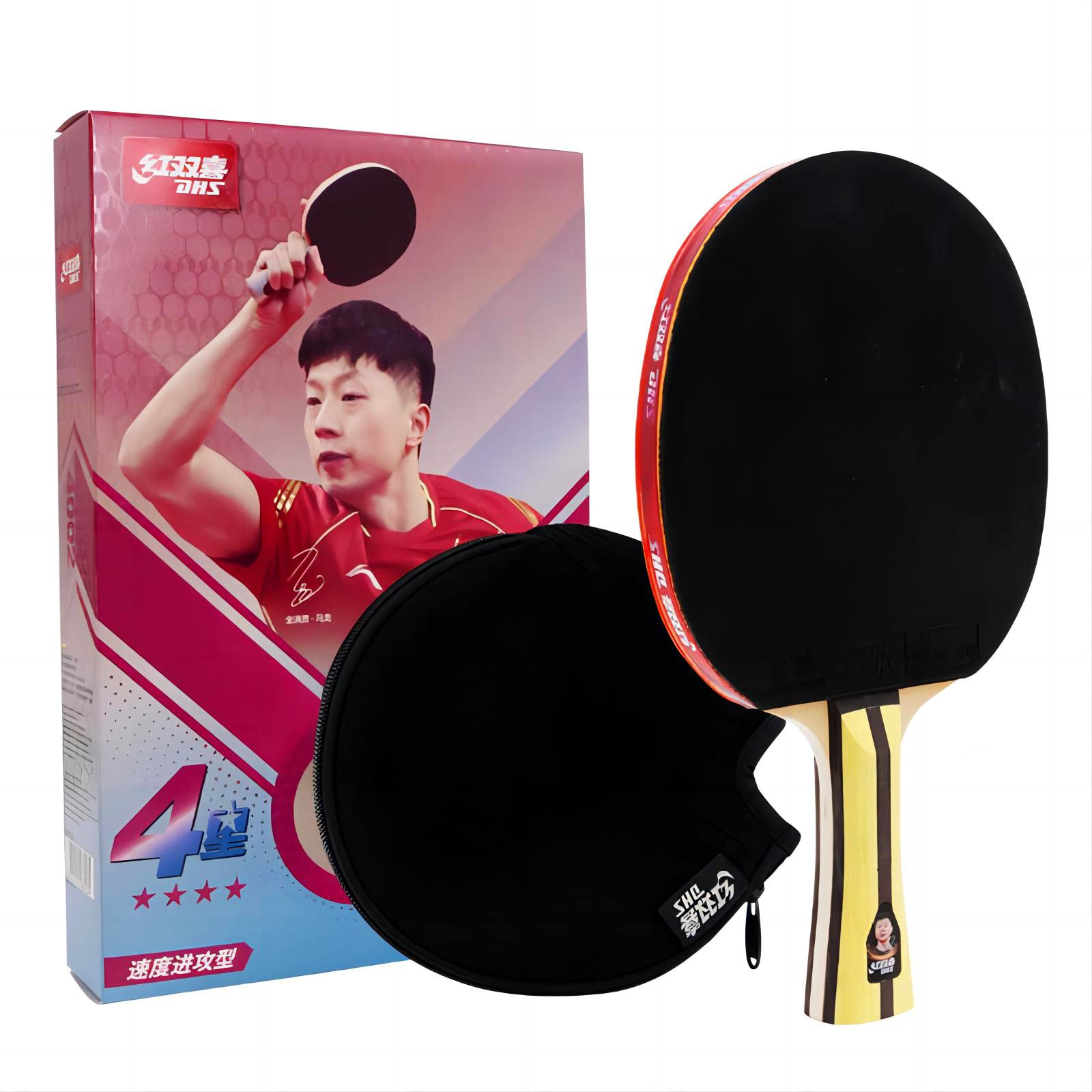 DHS Table Tennis Racket 4002, Ping Pong Paddle, Table Tennis Racquets - Shakehand with LANDSON Rubber Protector