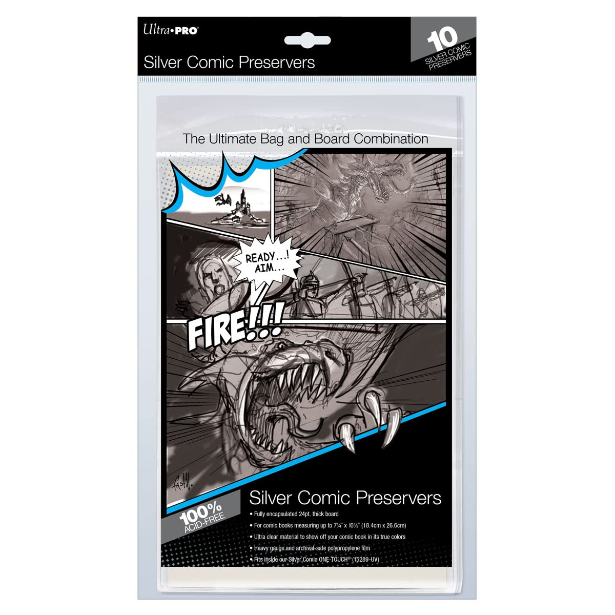 Ultra PRO Silver Age Comic Preserver 7.25" x 10.5" (10 ct.) - Ultra-Clear Material Makes Your Comic's Color Pop More Vibrantly While Protecting It from Harm