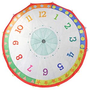 pacific play tents 18420 tick tock clock 12 foot kids parachute for indoor / outdoor fun